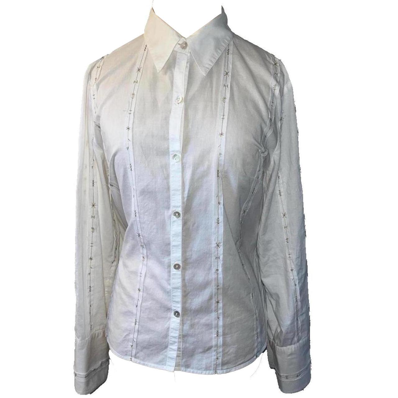 Tailored White Button Down Cute embroidered... - Depop