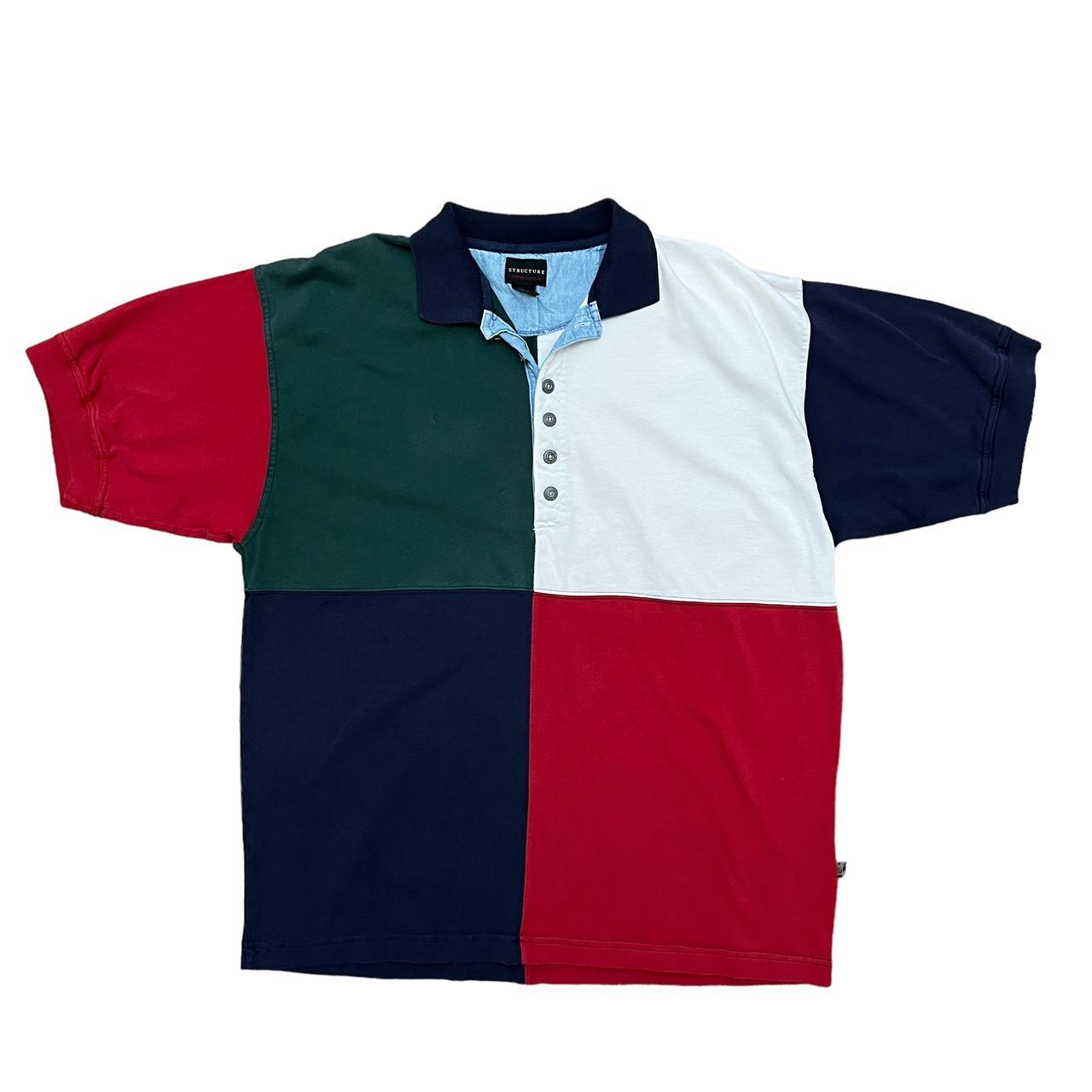 Vintage 90s STRUCTURE Color Block Polo Quarter... - Depop