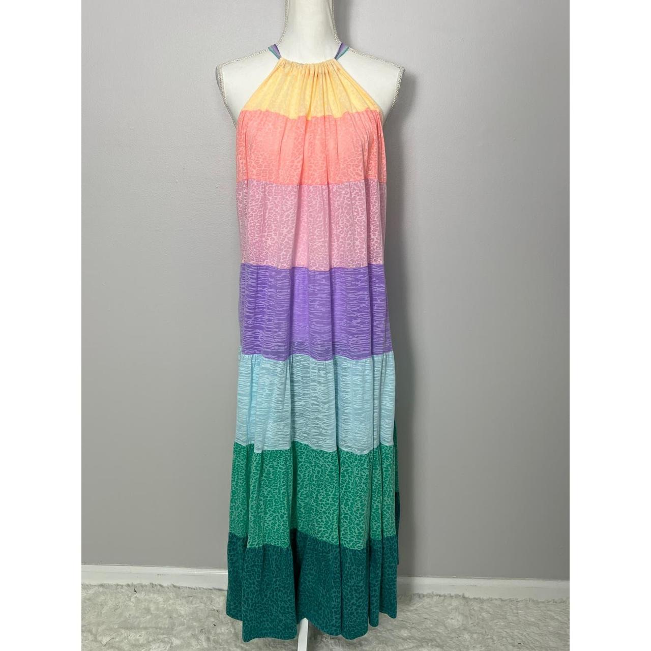Pitusa Popsicle Halter Maxi Dress In Pastel Rainbow Depop