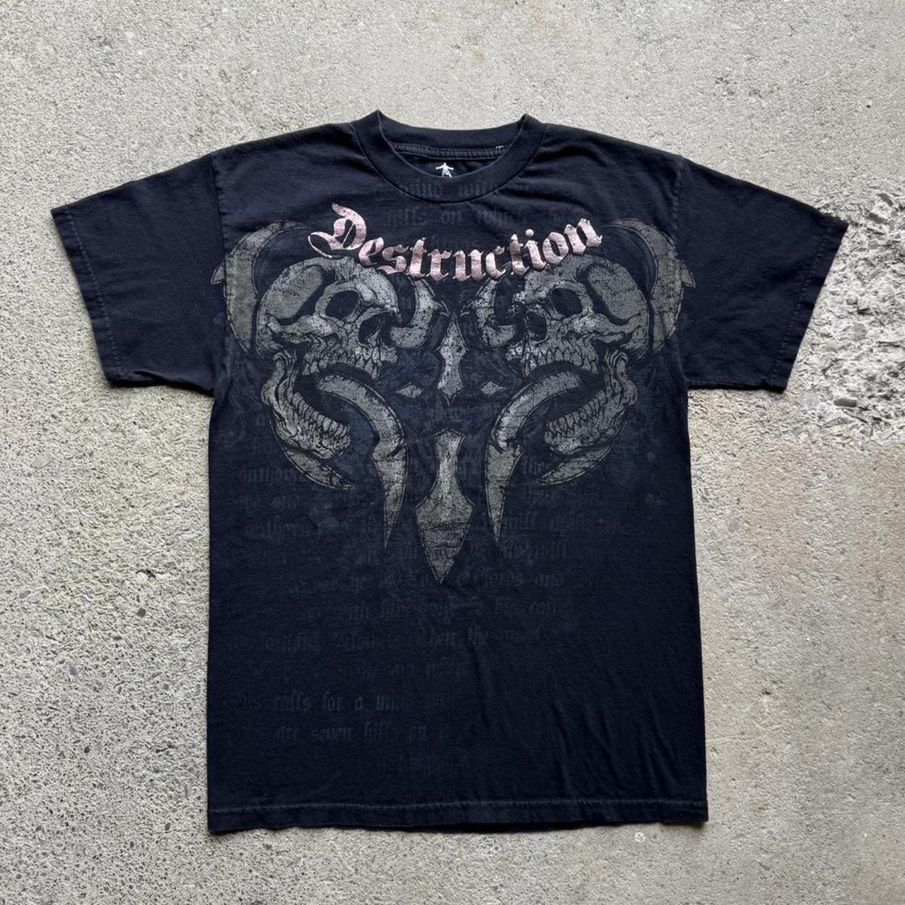 Y2K MMA Elite “Destruction” Skull Shiny Graphic... | Depop