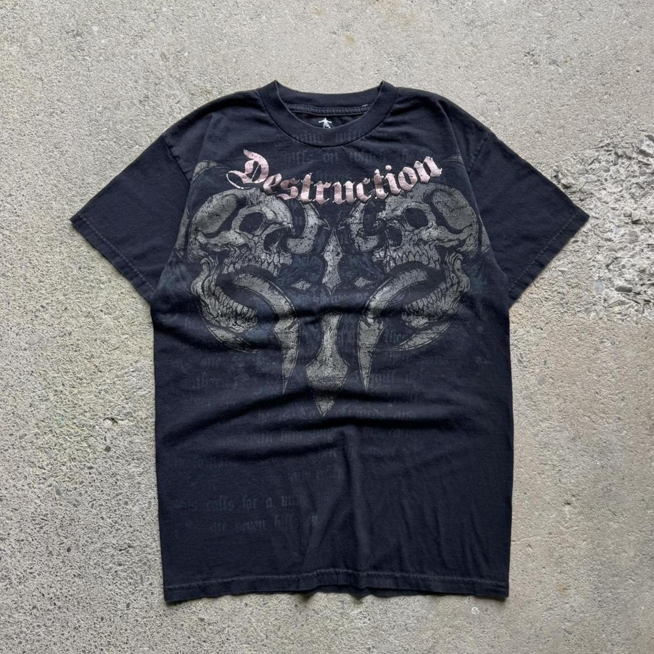 Y2K MMA Elite “Destruction” Skull Shiny Graphic... | Depop