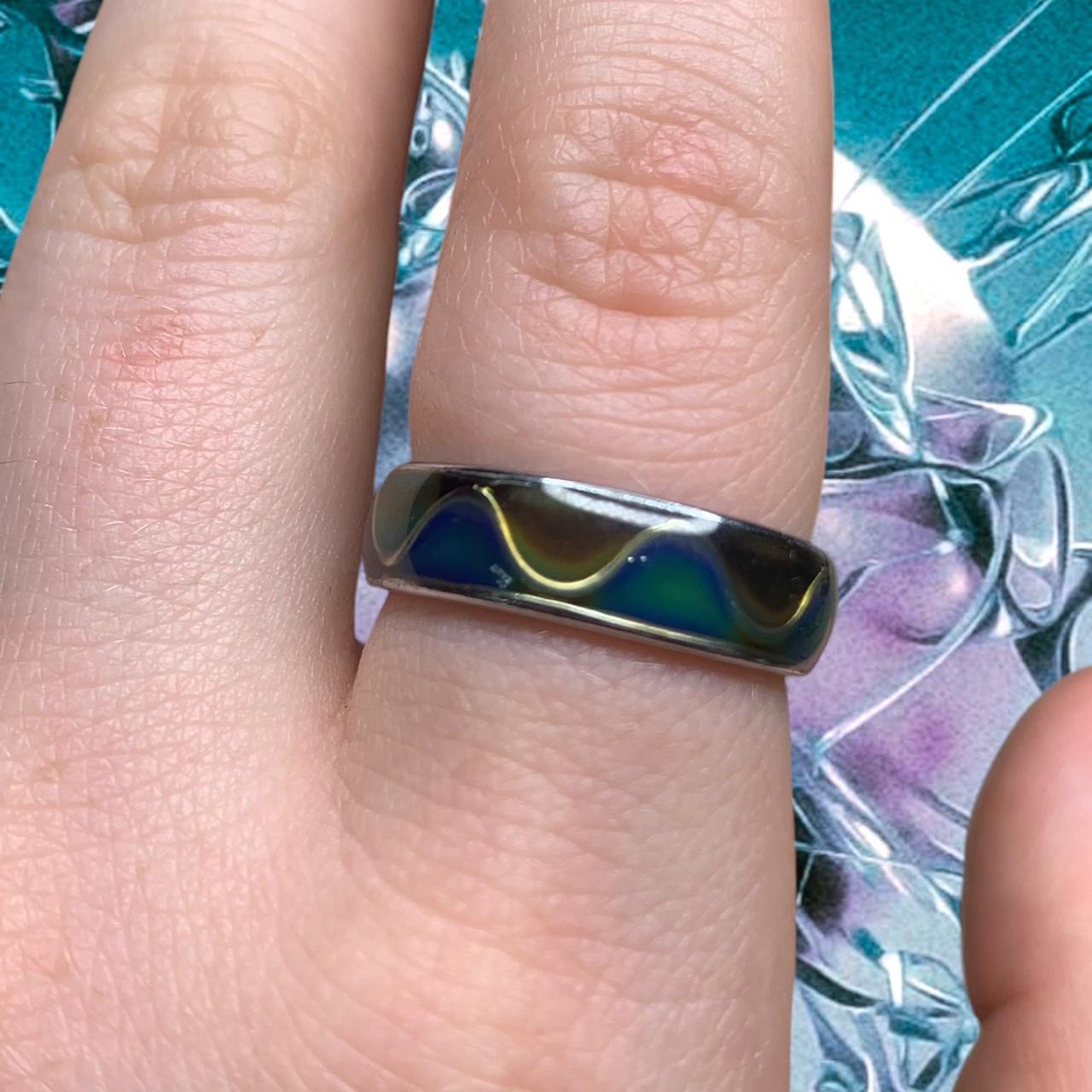 retro mood ring color changing with heat, wavy... - Depop