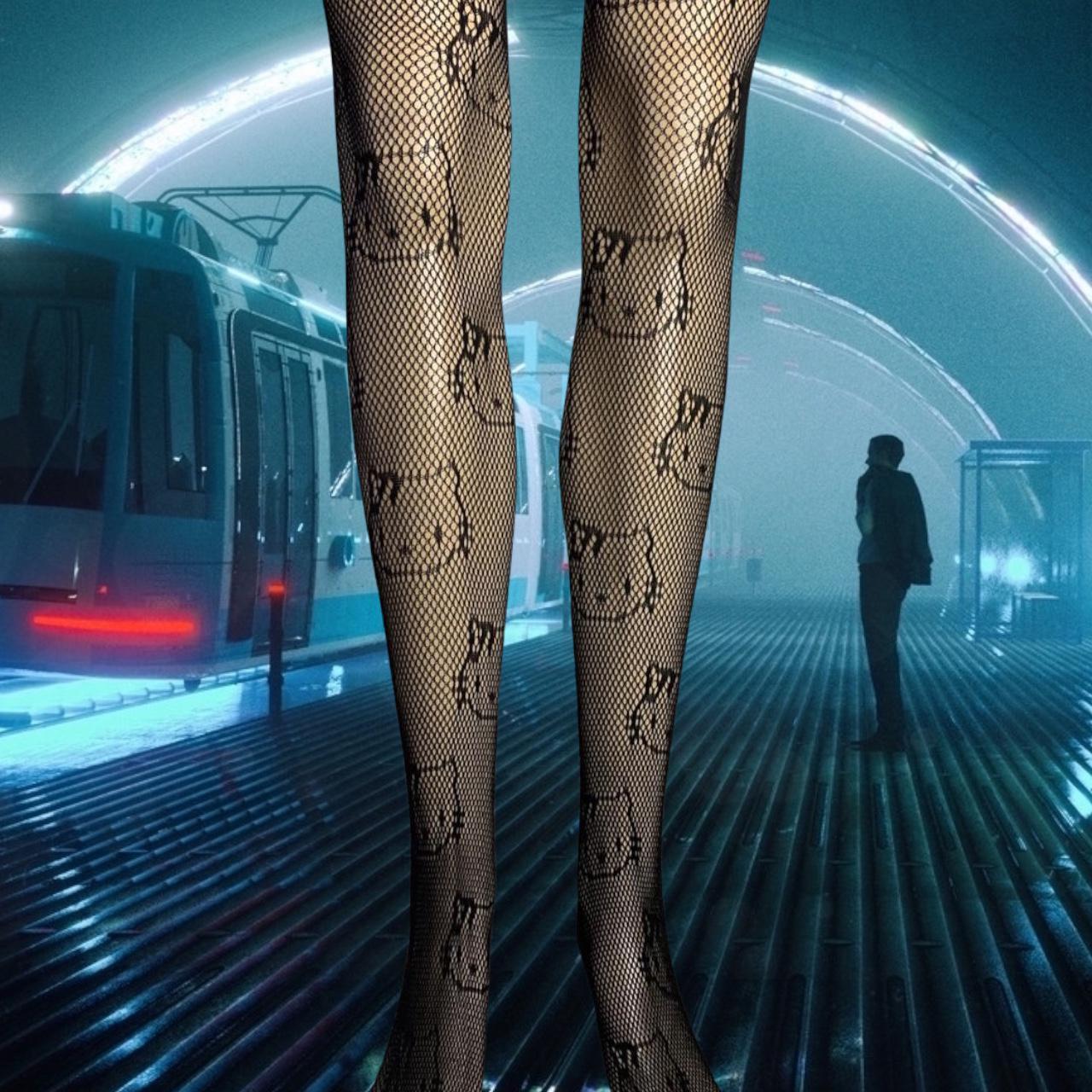 Black hello kitty print tights Code - AT405 FREE... - Depop