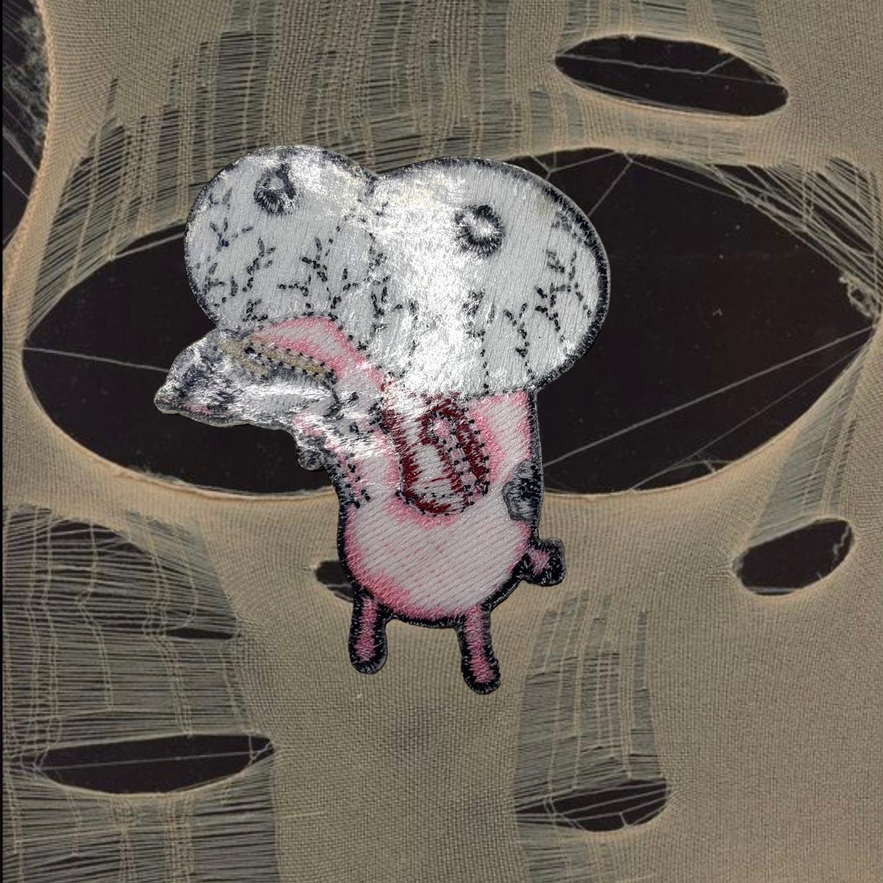 pink courage the cowardly dog spooked iron on patch... - Depop