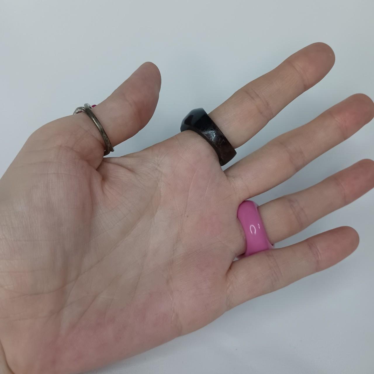 Chunky 90s Black & Pink Ring Set. 1 pink and black... | Depop