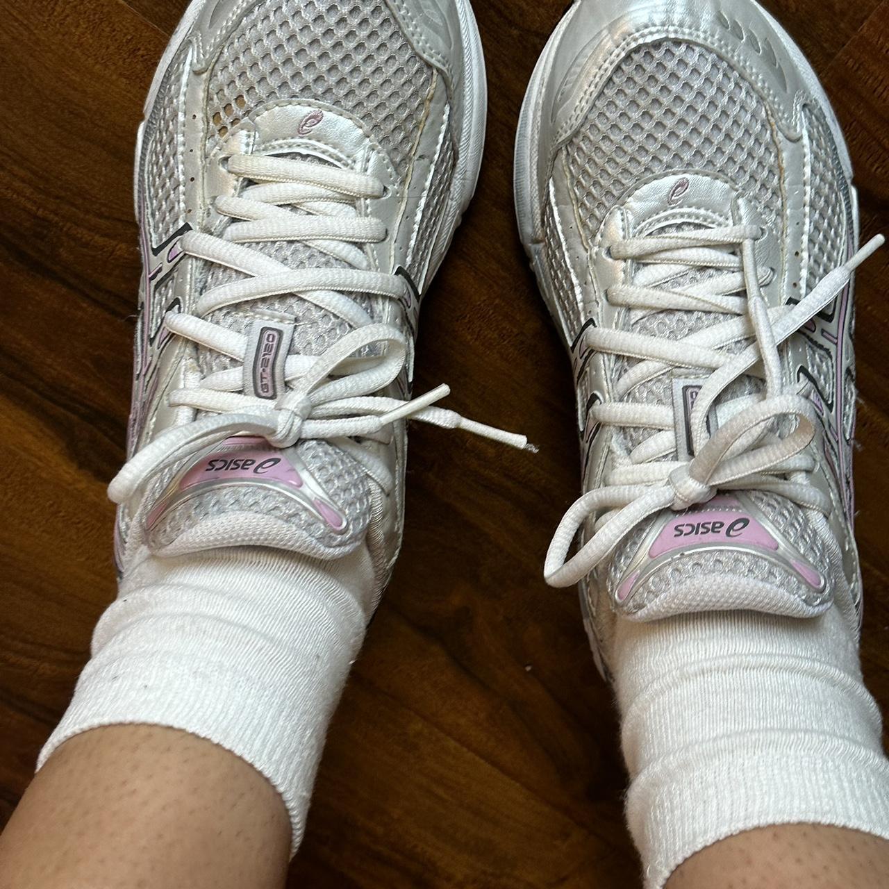 Super cute gel asics tennis shoes. Pink, silver, and... - Depop