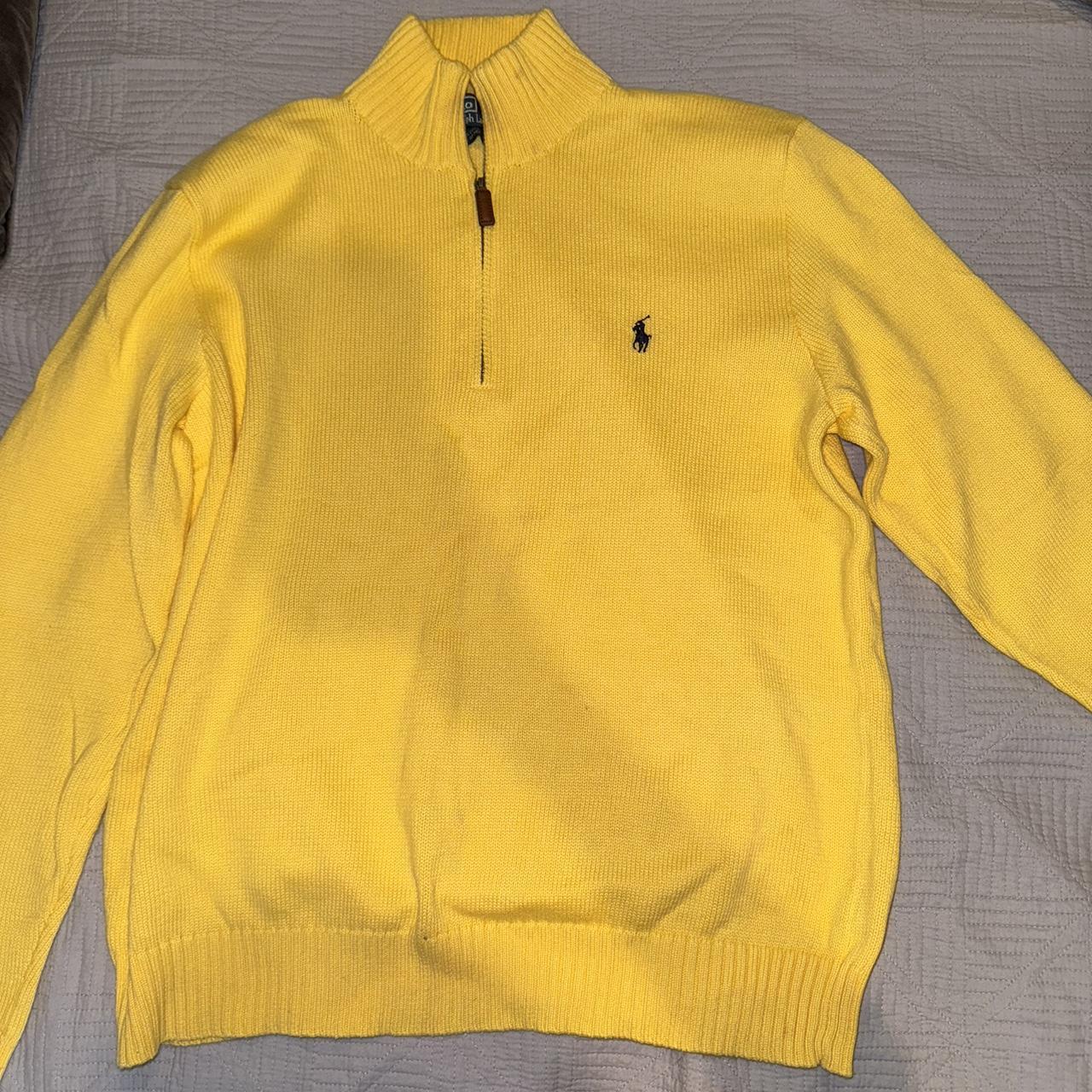 Polo Ralph Lauren, Yellow Quarter zip Knit; 100%... - Depop
