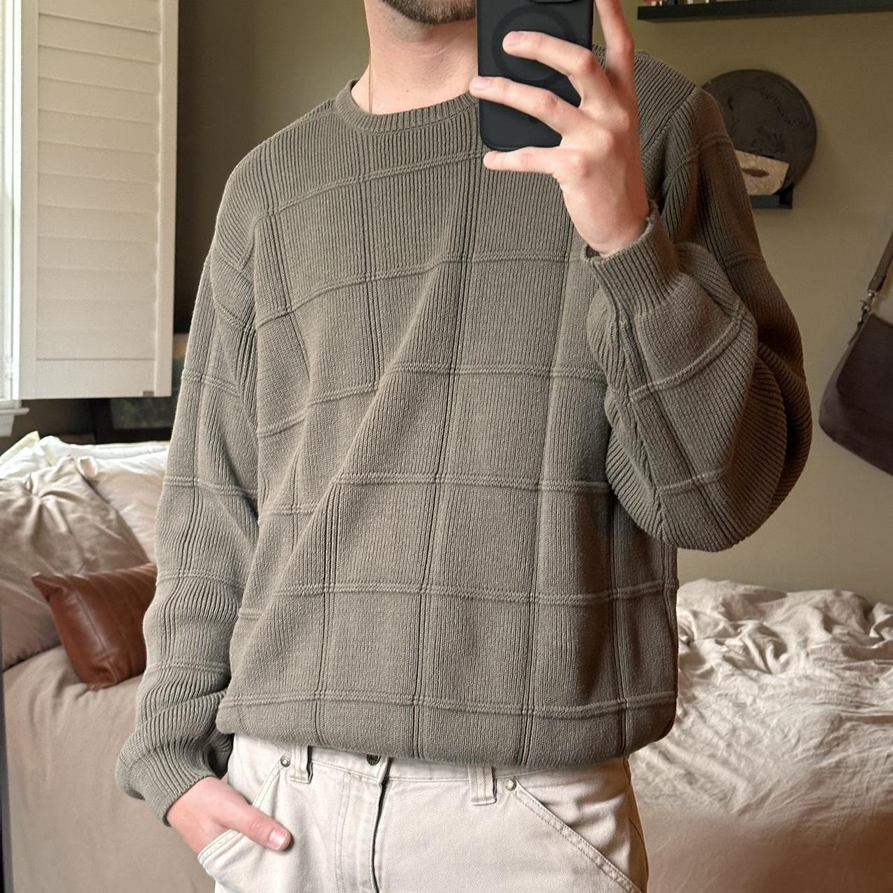 Lighter olive green arrow sweater 23” wide 26” tall - Depop