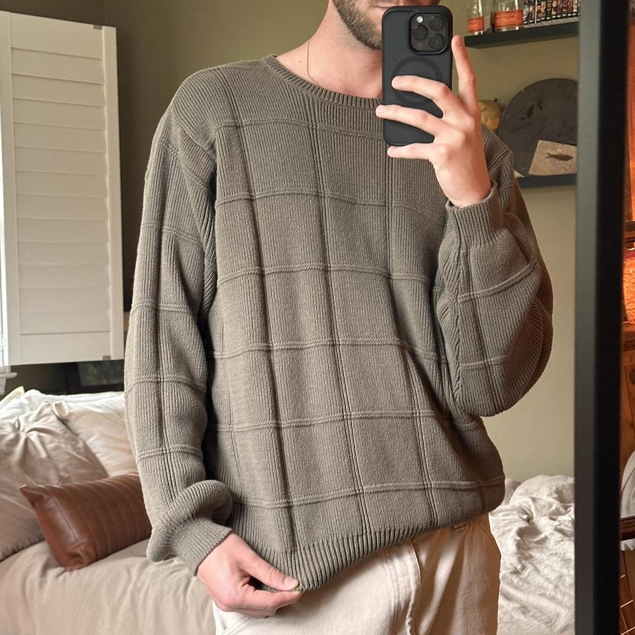 Lighter olive green arrow sweater 23” wide 26” tall - Depop