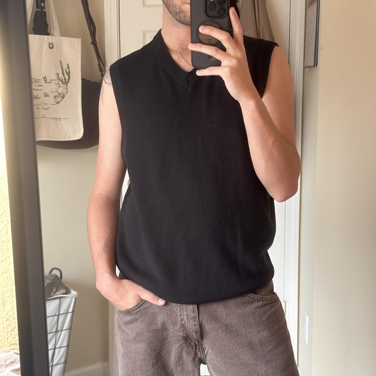 Clean black soft acrylic sweater vest by... - Depop