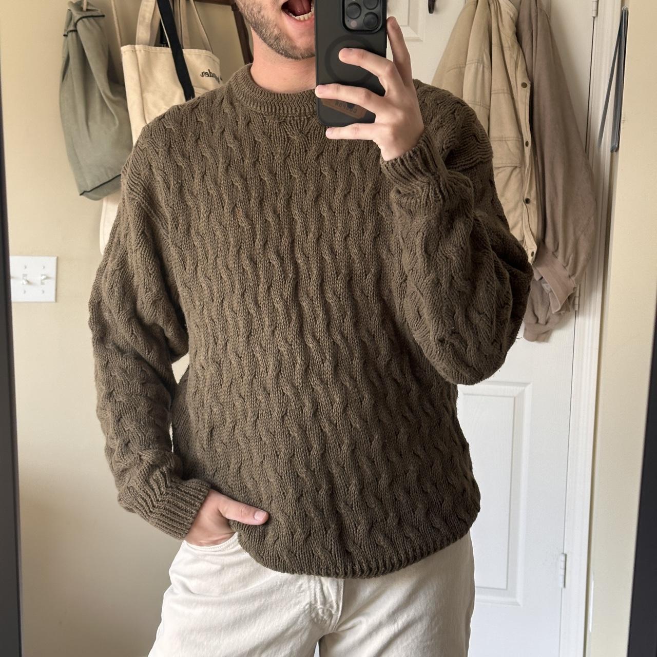 Cute thick knit army green sweater by... | Depop