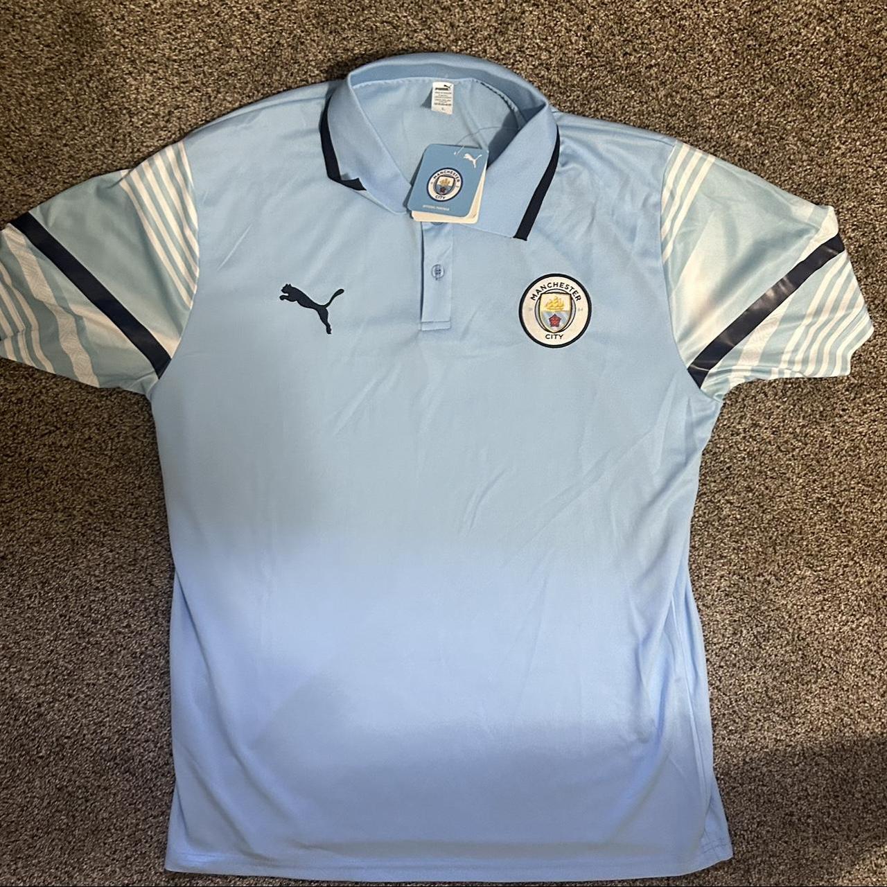 Manchester City Polo Puma Size Large Brand new with... - Depop