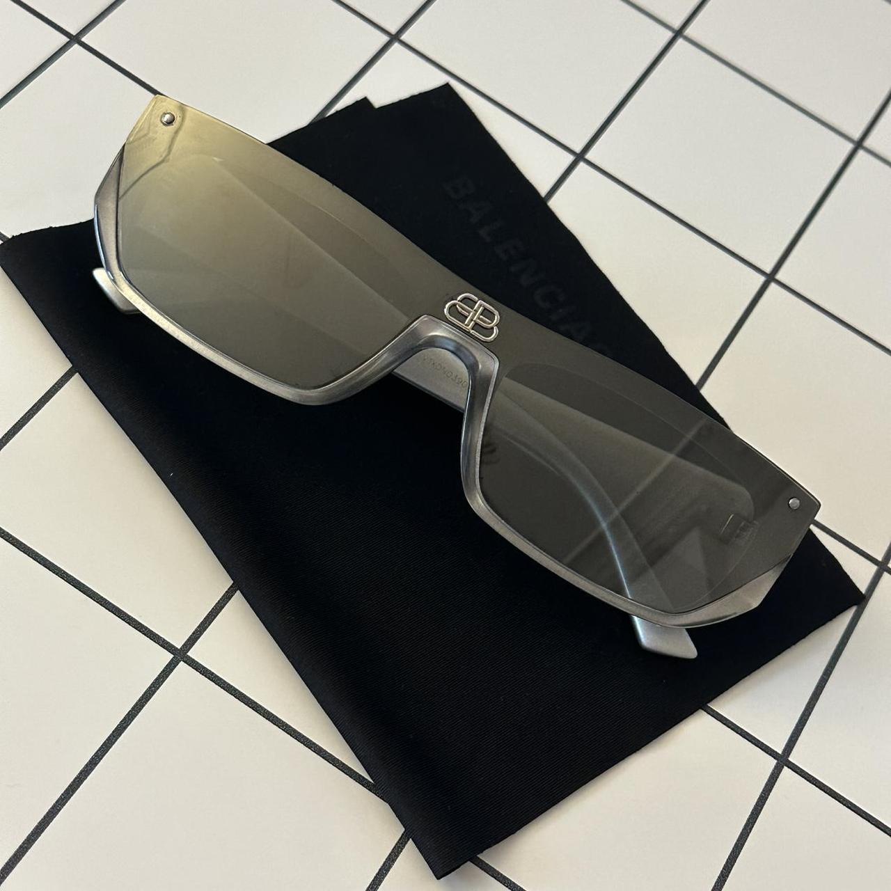 Balenciaga Shield Rectangle Sunglasses Reflective... | Depop