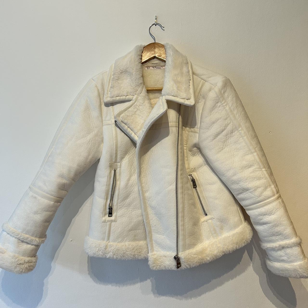 Miss Selfridge cream aviator jacket UK10 mint condition - Depop