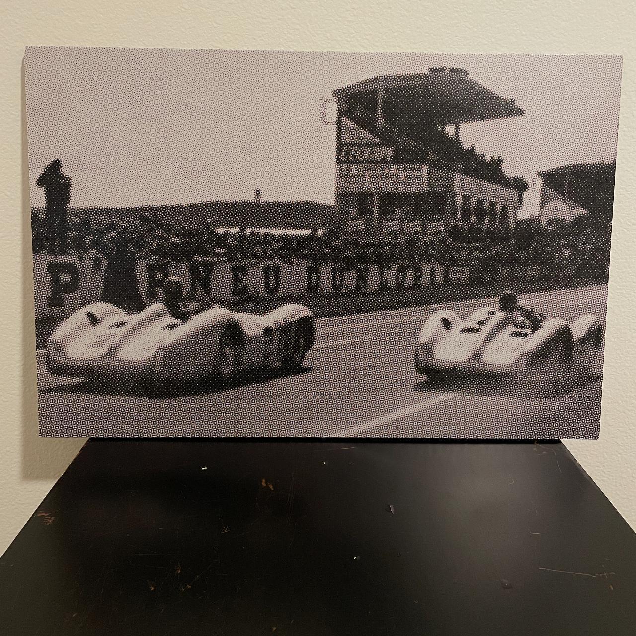 This vintage racing photo featuring 2 cars racing... | Depop