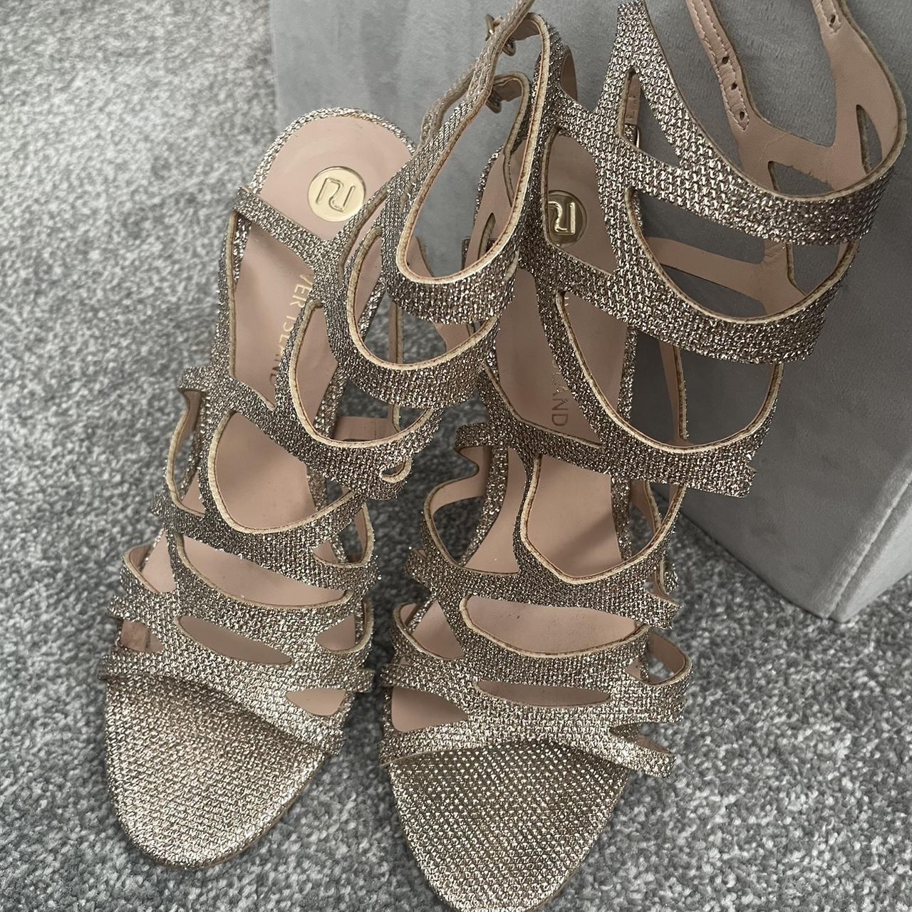 River Island Gold Heels - Depop