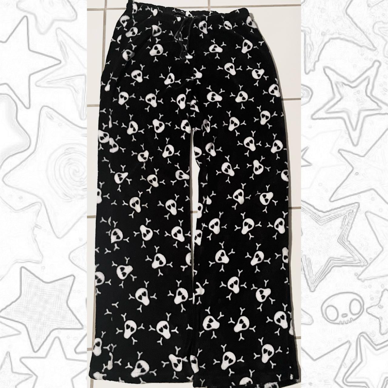 Y2K Emo Just Love Skull and Bones Heart Fuzzy Pajama... - Depop