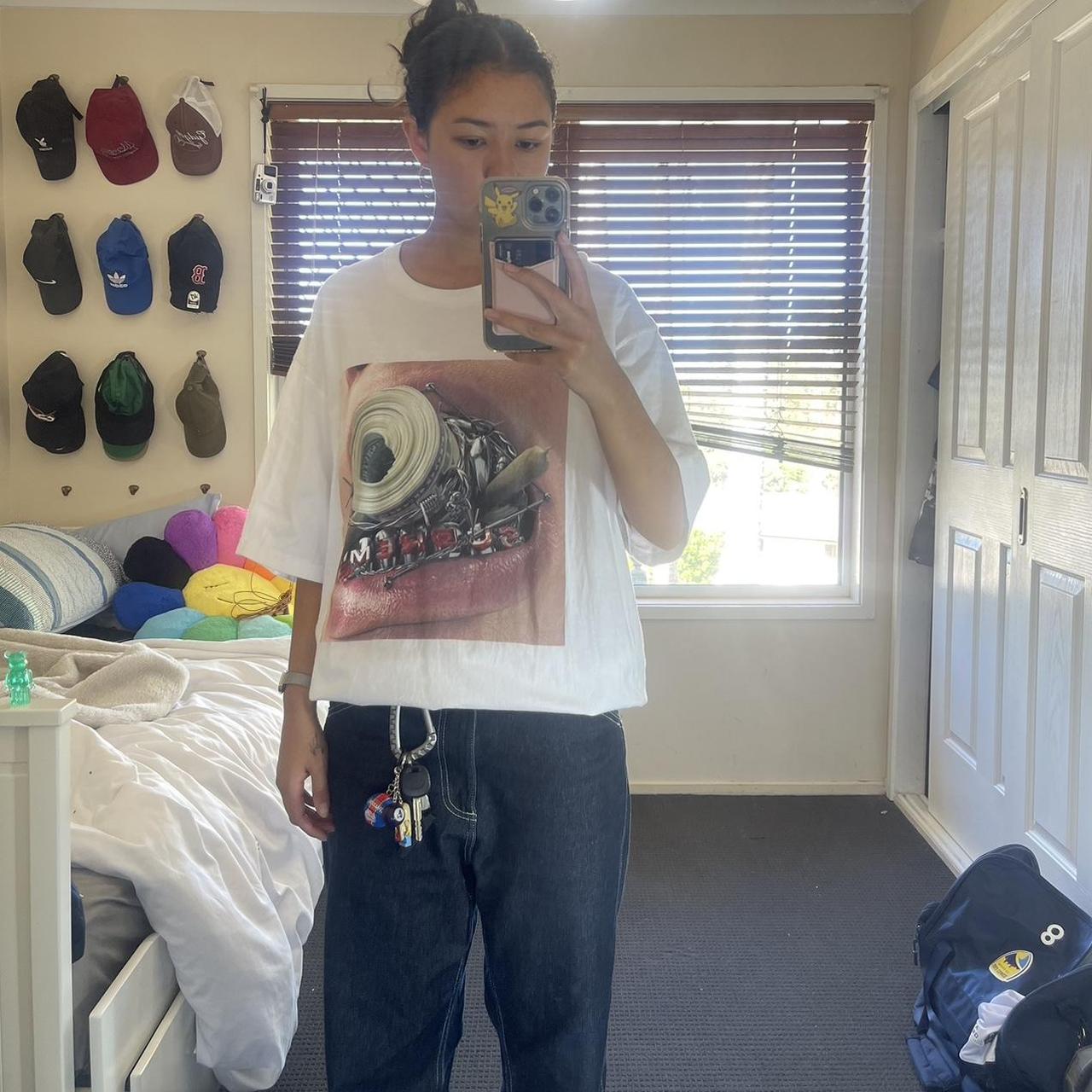 Rare Supreme white tee “braces tee” fall winter 2022... - Depop