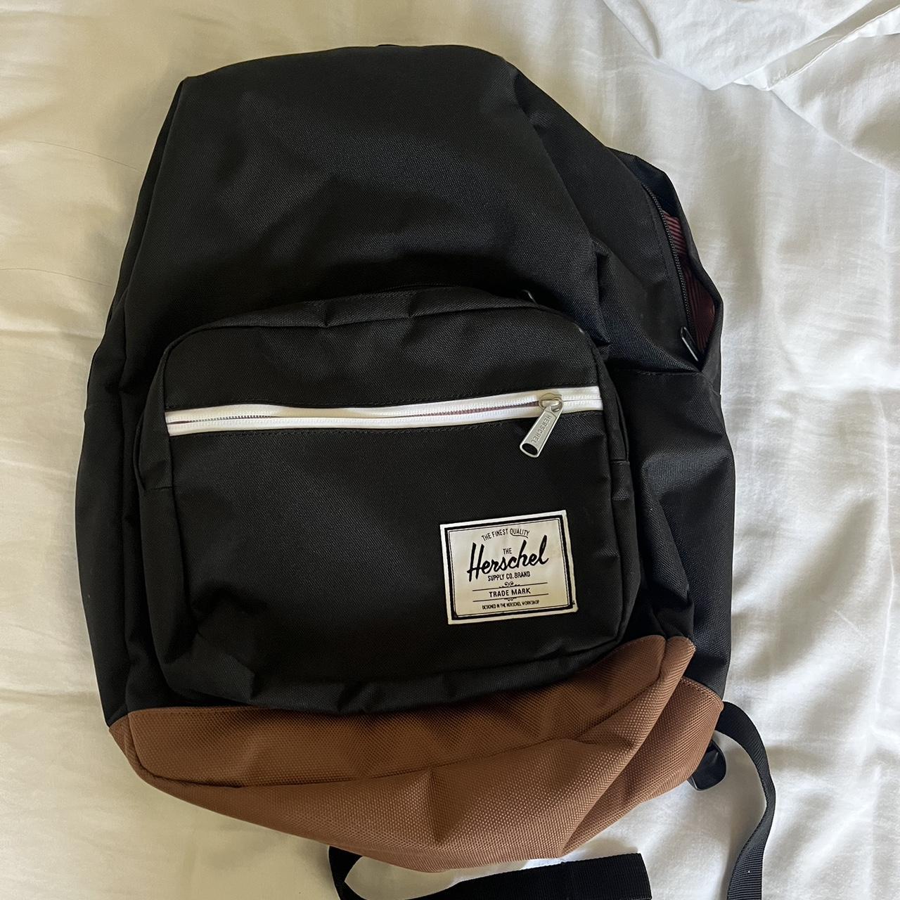 Herschel black backpack *used once *velvet... - Depop