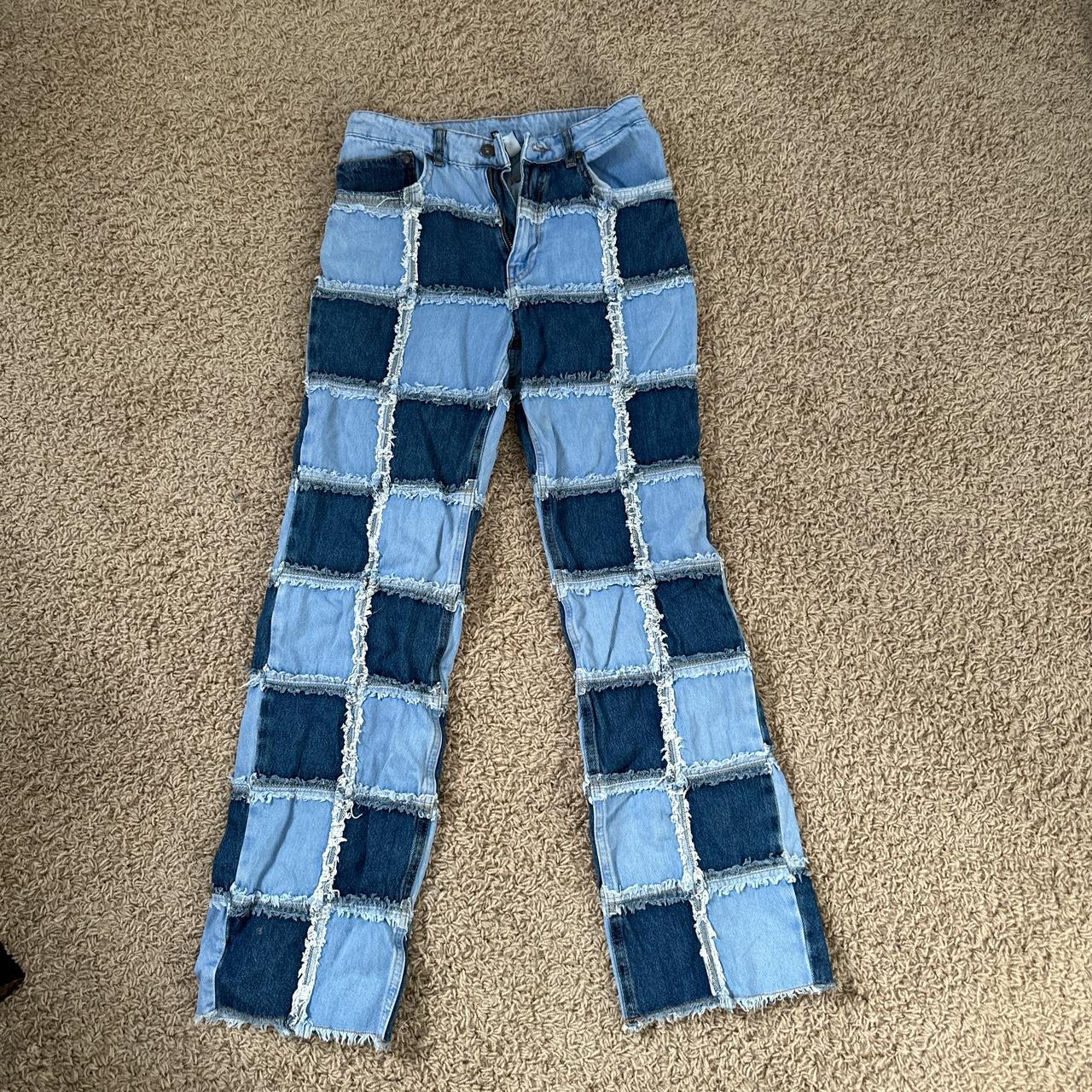Patchwork RAGGED jeans. Worn once. - Depop
