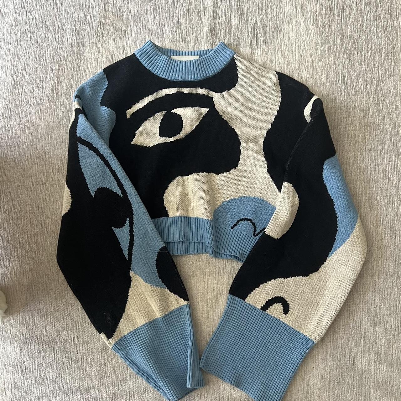 Multi-coloured cropped knit sweater from ASOS - Depop