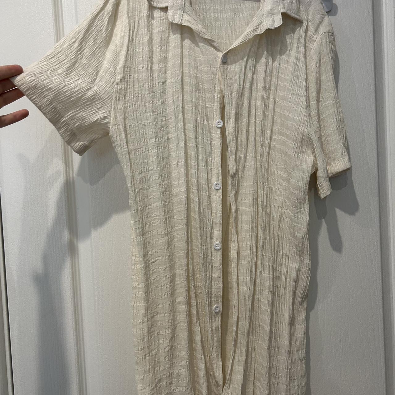 Light cream long button up shirt Works great as an... - Depop