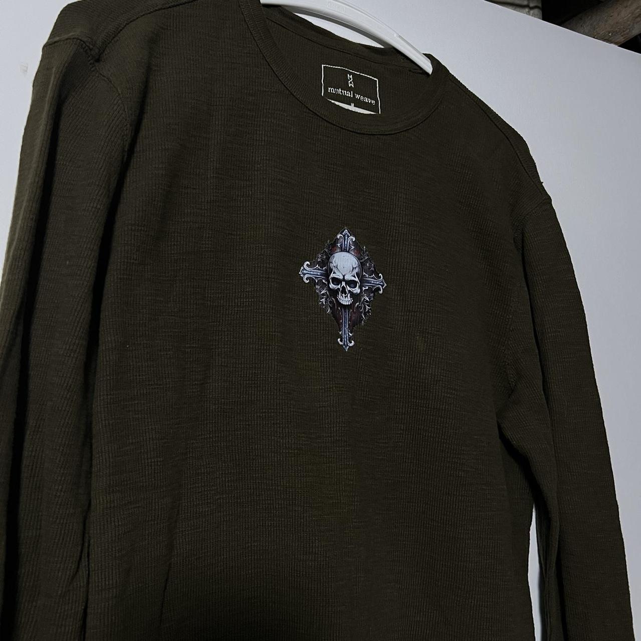 y2k cyber gothic skull thermal longsleeve super... - Depop