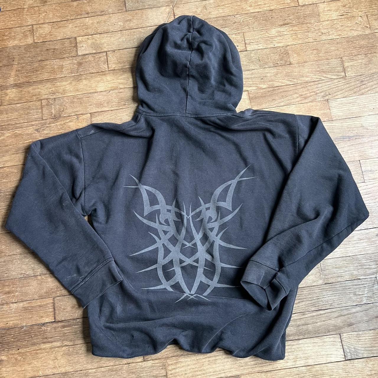 crazy y2k/2000s tribal black opium hoodie super... - Depop
