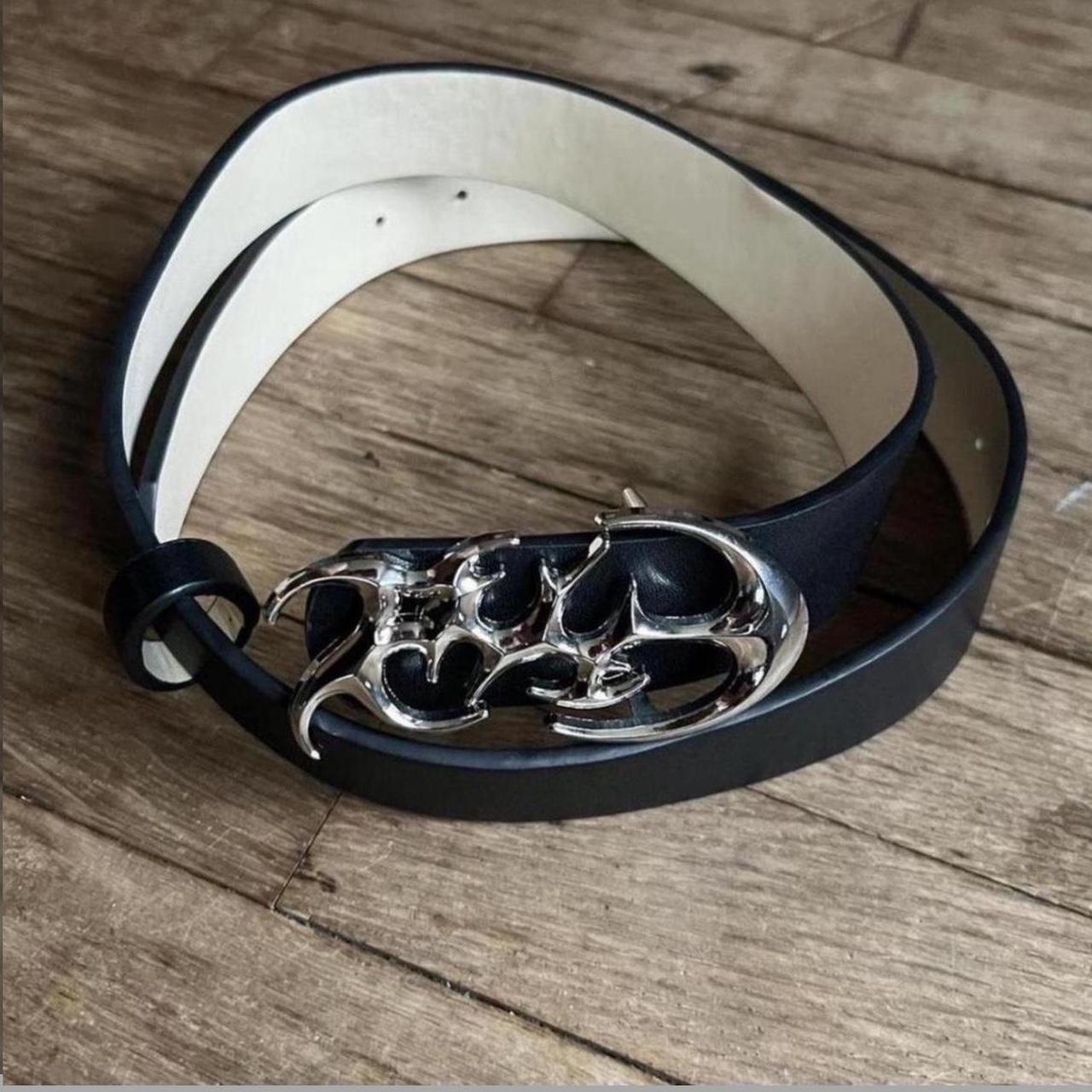 y2K/2000s neo-tribal gothic chrome grunge belt... - Depop