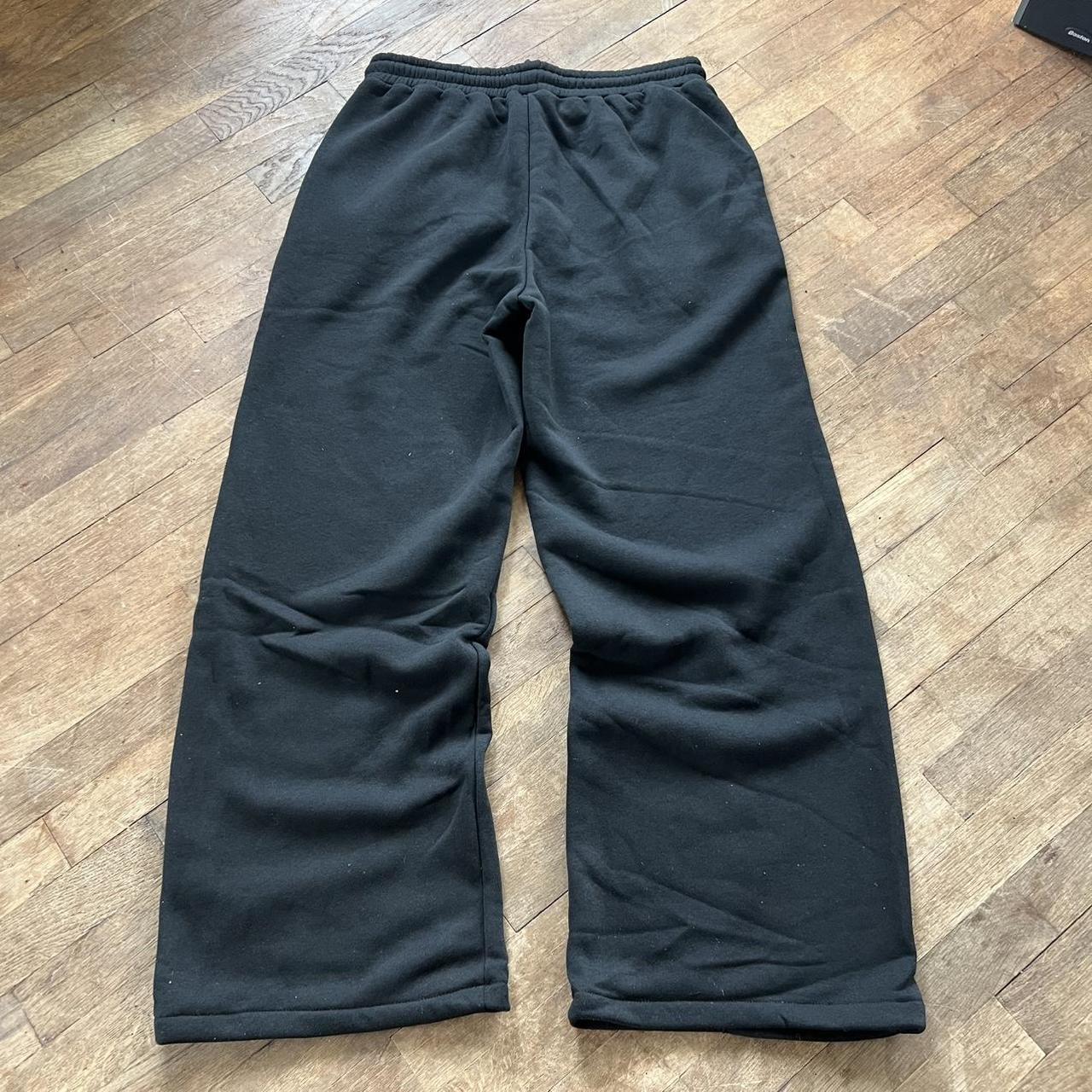 y2k/2000s mega baggy black seam sweats super sick... | Depop