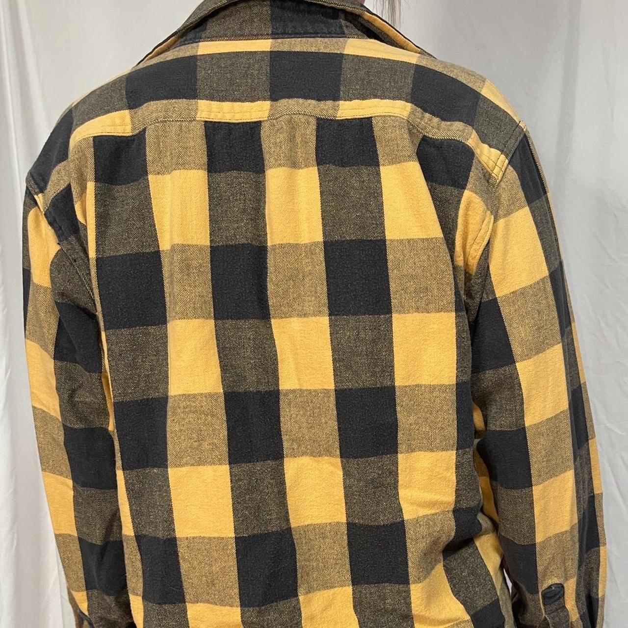vintage black and gold flannel, perfect for fall or... - Depop