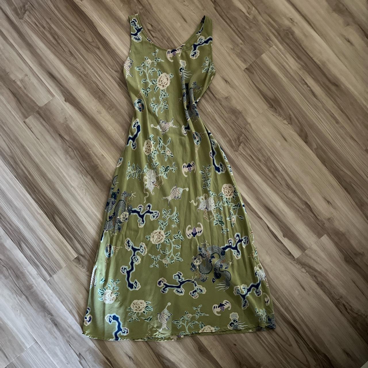 Vintage Silk dress Brand is Harari Cute dragon and... - Depop