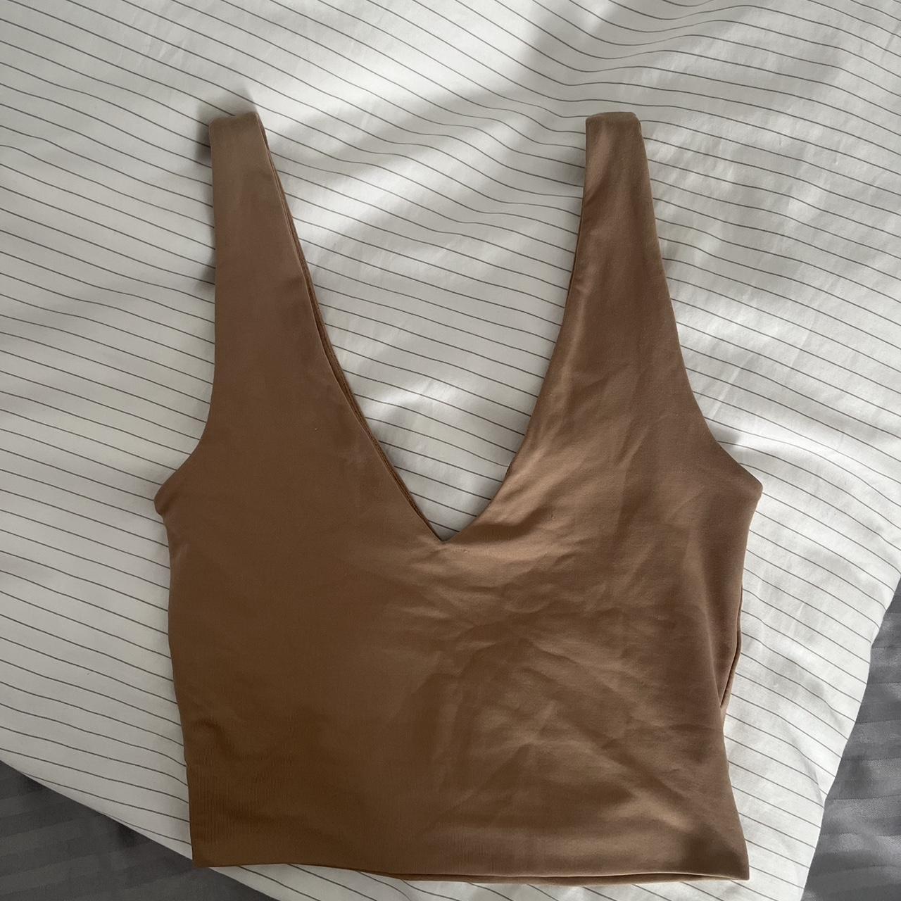 Deep cut v neck crop top Size XXS - super thick... - Depop