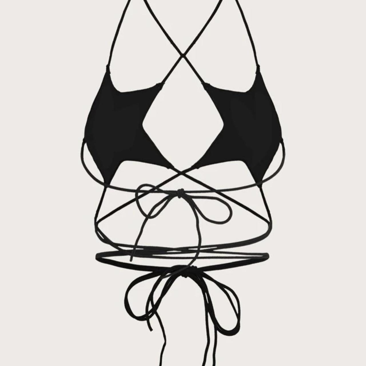 leather criss cross tie up bra/top. size medium,... - Depop