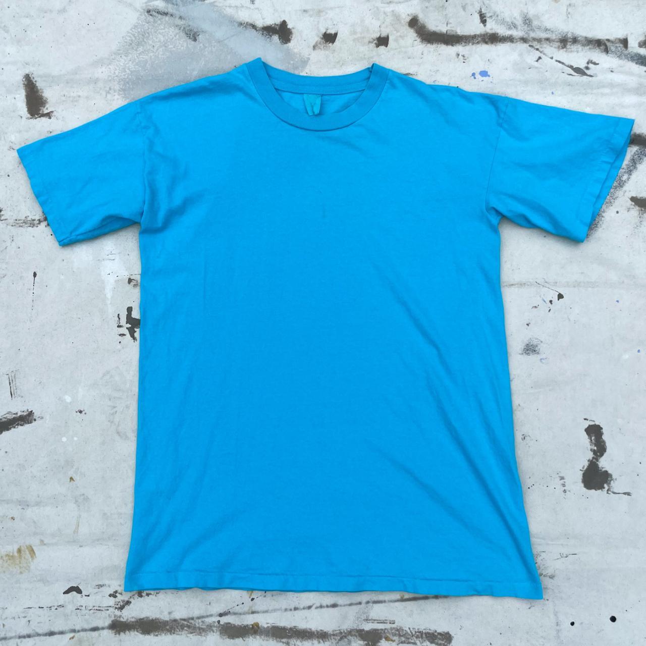 Vintage Sky Blue Single Stitch Blank T- Shirt-... - Depop