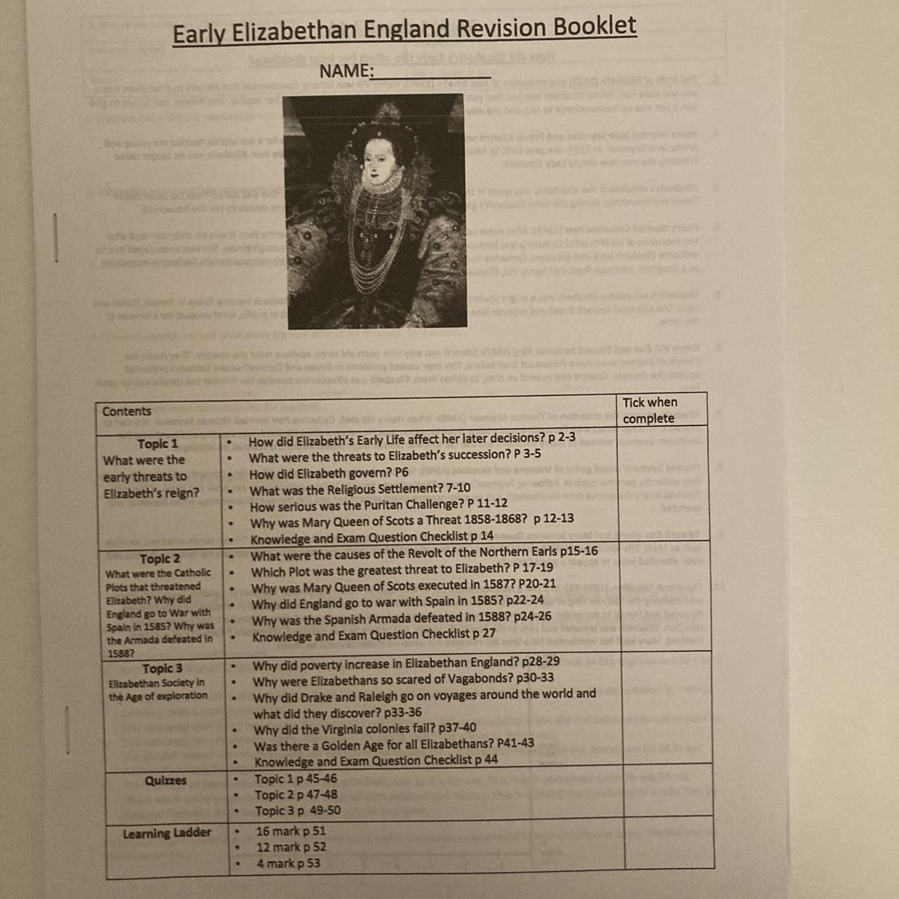 GCSE History Early Elizabethan England Revision... - Depop