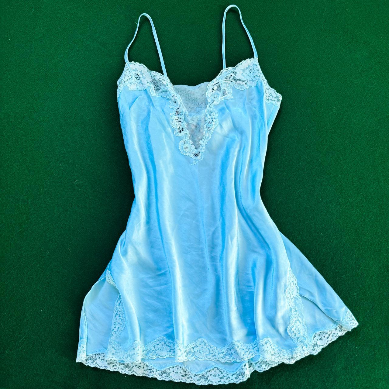 Baby Blue satin slip from victorias secret Sabrina... - Depop