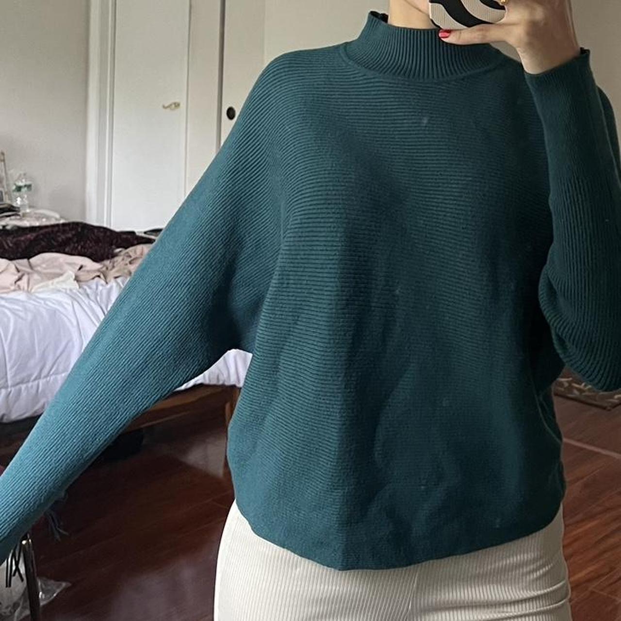 Batwing sleeve blue/green sweater. - Depop