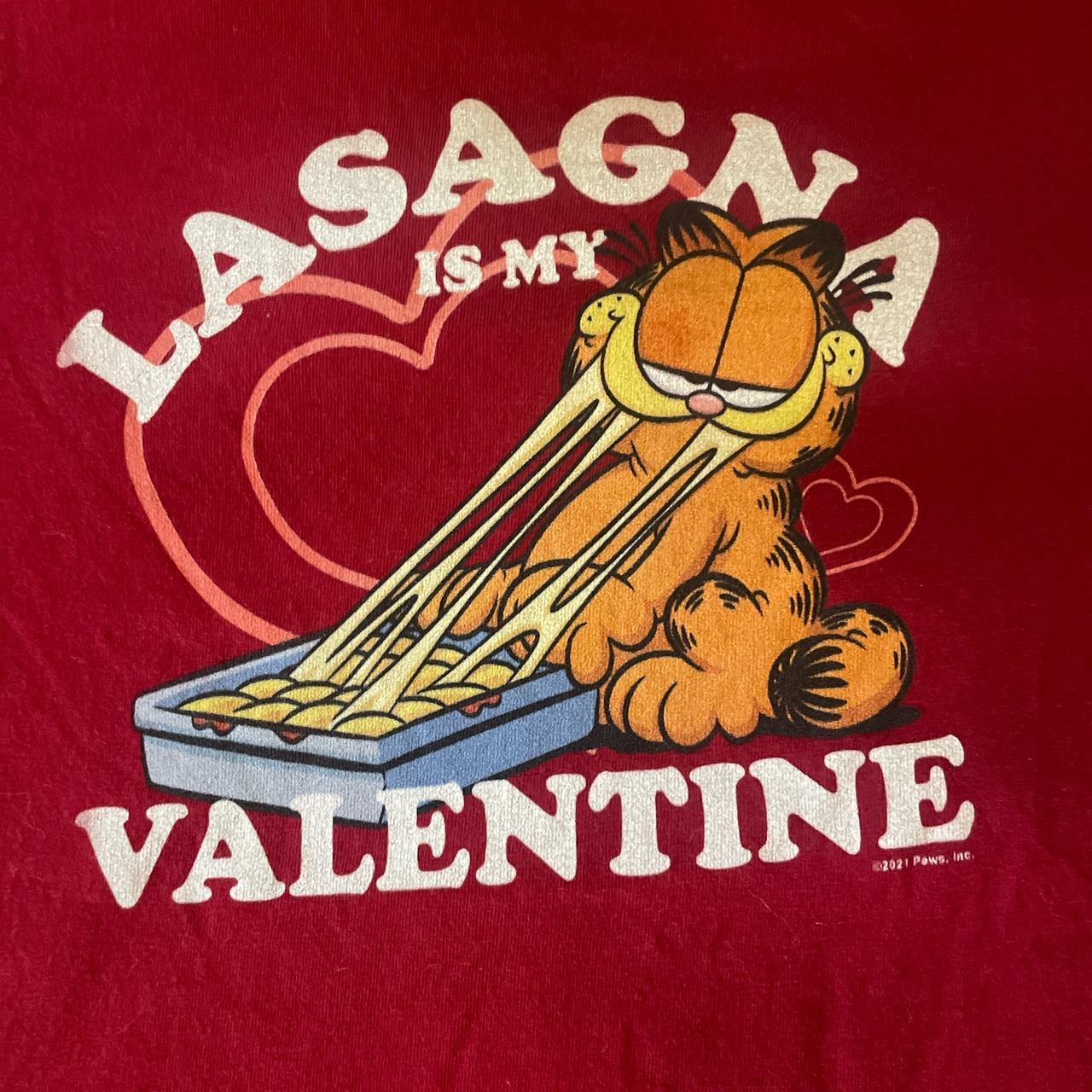 Garfield lasagna is my valentine red t shirt... - Depop