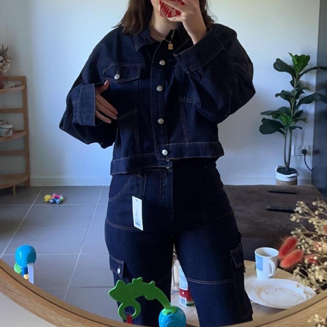 Princess Polly Dark Wash Denim jacket and pants set... - Depop