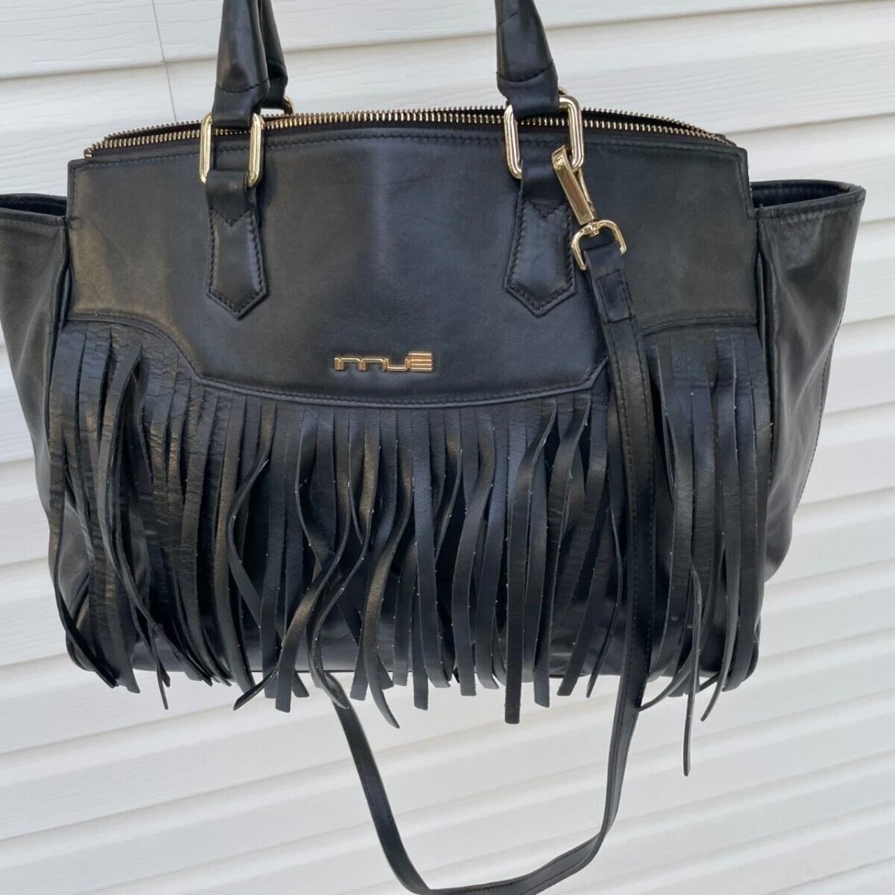 INNUE Women Handbag Black Genuine Leather Fringe... - Depop