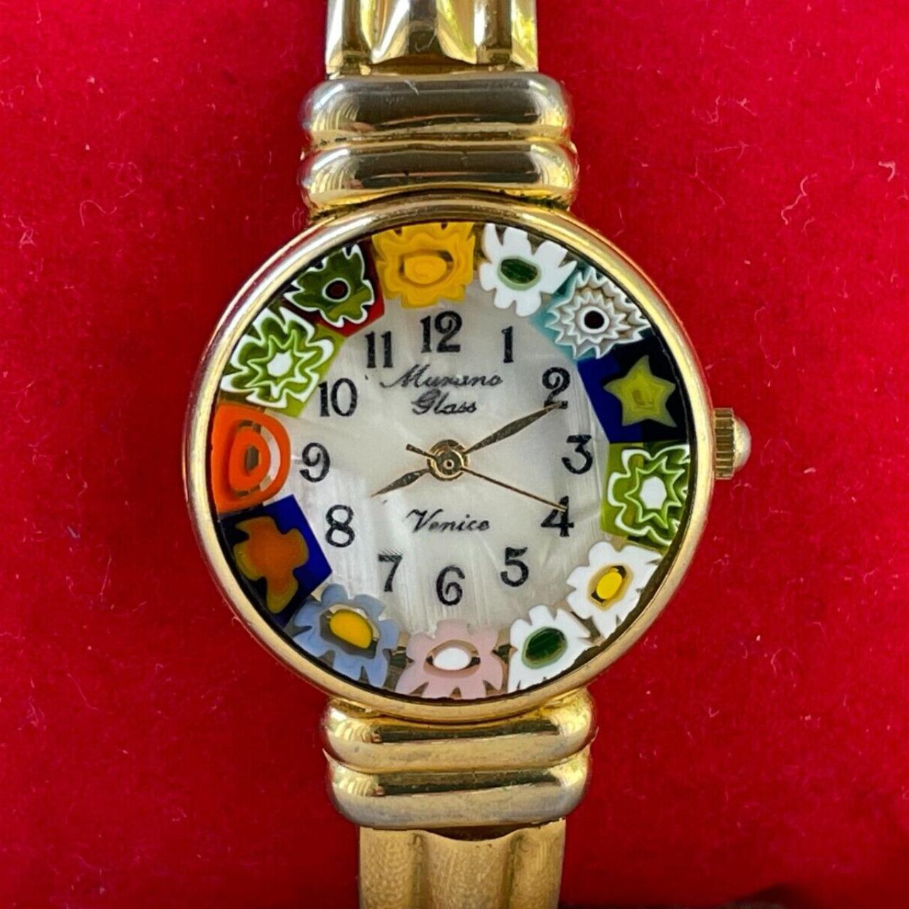 Murano Glasses Venice Ladies Wristwatch 18KT Plated... - Depop