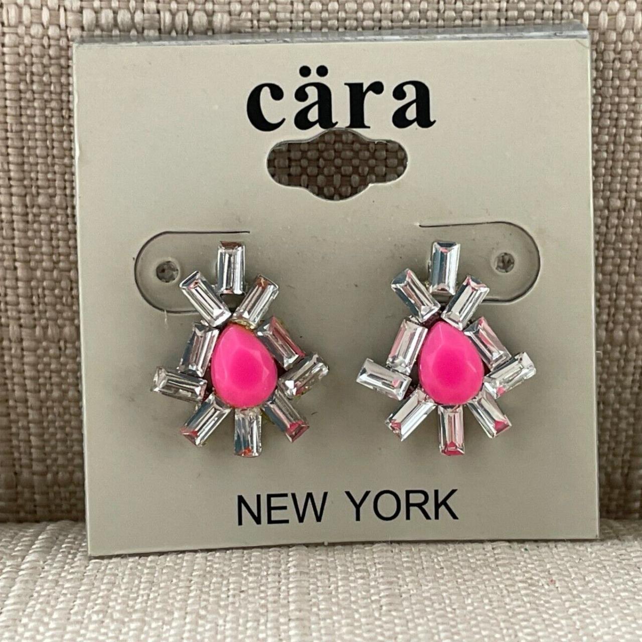 Cara New York Women Earrings Pink/Silver Tone Stud... - Depop