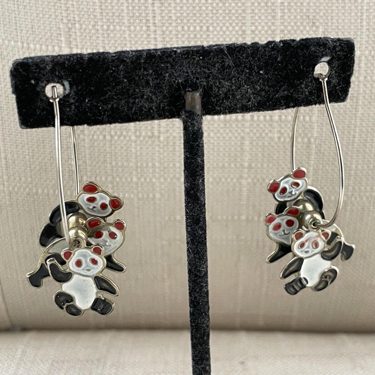 Women Earring 3 Pandas Ear Fashion Jewelry Multi... - Depop