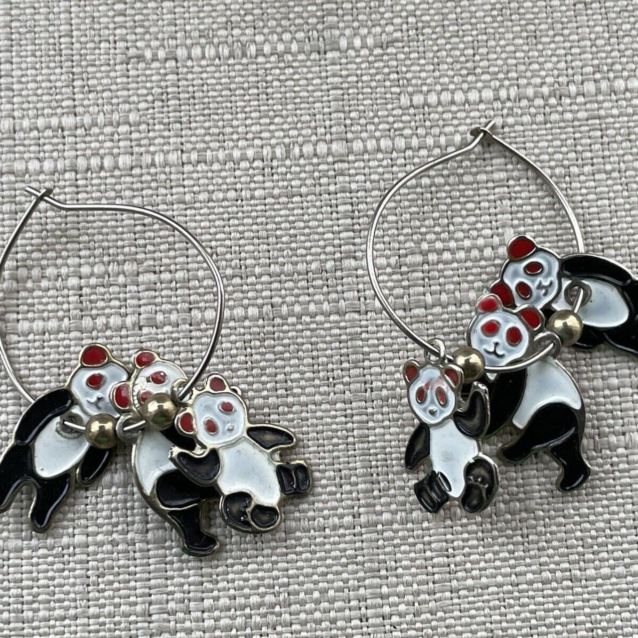 Women Earring 3 Pandas Ear Fashion Jewelry Multi... - Depop