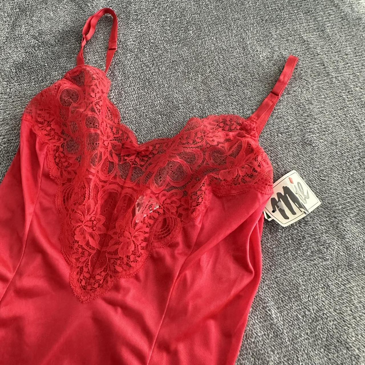 RED BODYSUIT Vintage bright red bodysuit with cute... - Depop