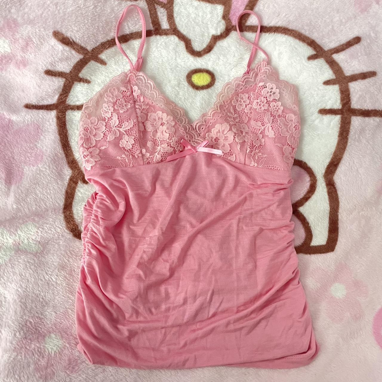 baby pink Lacey cami top #pink #lacey #hlatertop #y2k - Depop