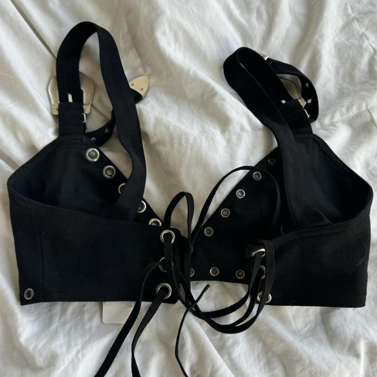 cutest black belt top suede material adjustable... - Depop