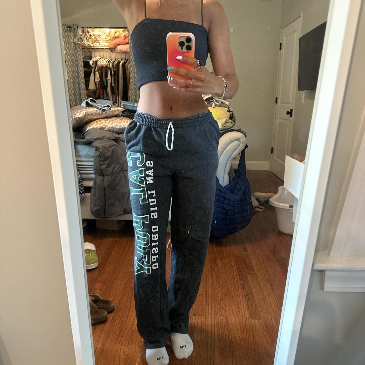 cal poly slo champion sweatpants - Depop