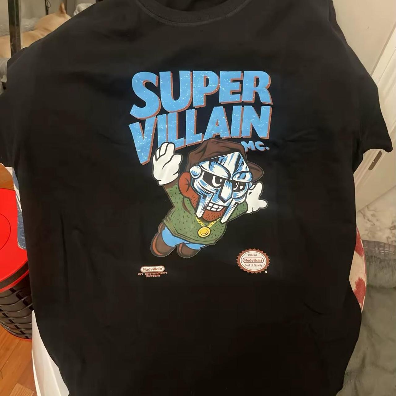 Black and blue MF Doom Super Villain tee #Doom... | Depop